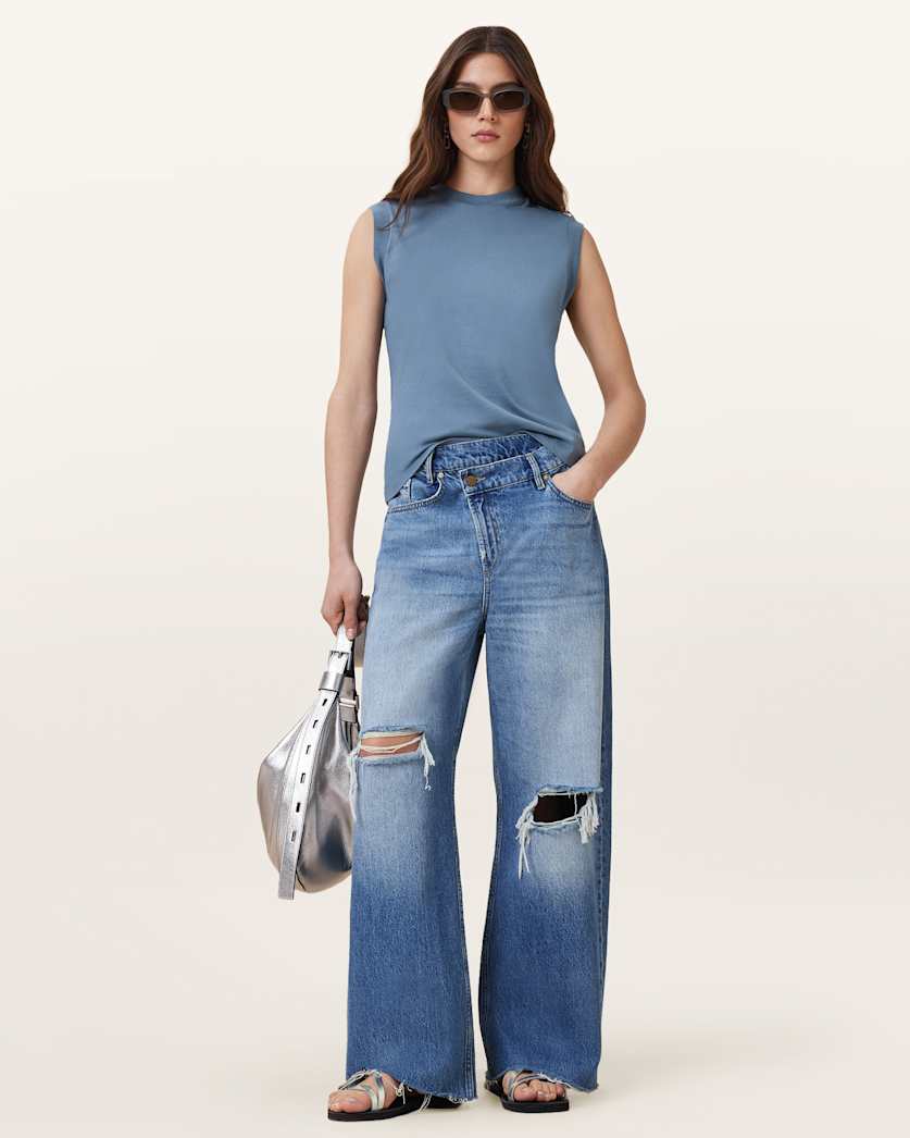 Imogen Sleeveless Tank Top FLINT STONE BLUE | ALLSAINTS